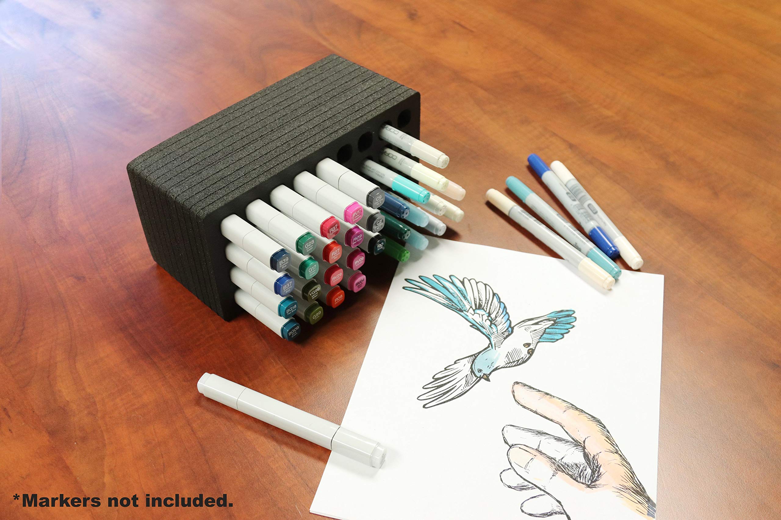 Polar Whale Art Marker Storage Tray Organizer Pen Pencil Brush Storage Design Stand Supply Horizontal Storage Non-Scratch Non-Rattle Washable Compatible with Copic and More Holds 36