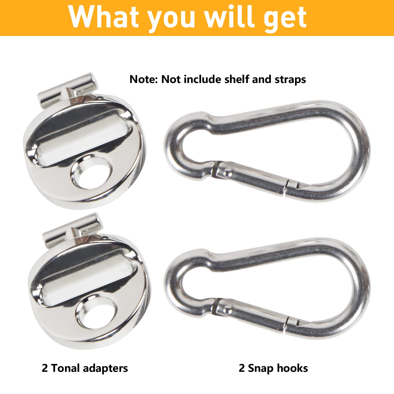 WEIGUZC 1 Pair Stainless Steel Tonal Adapters with Snap Hooks, Tonal Attachments for Attach Tonal Accessory Shelf or Tonal Cable Machine