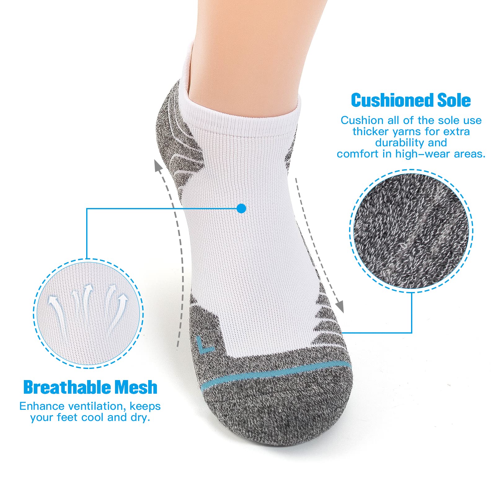 TAKIYA No Show Socks Men,Ankle Socks Men/Low Cut Socks Men/Running Socks Breathable 3Pairs mens socks