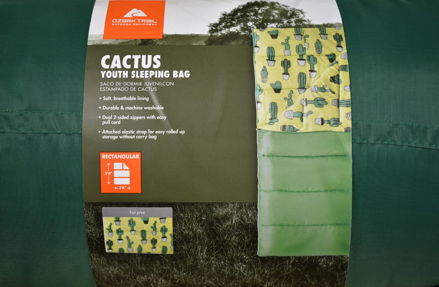 OZARK-Trail Youth Sleeping Bag Camping Indoor Outoor Traveling - Cactus Design