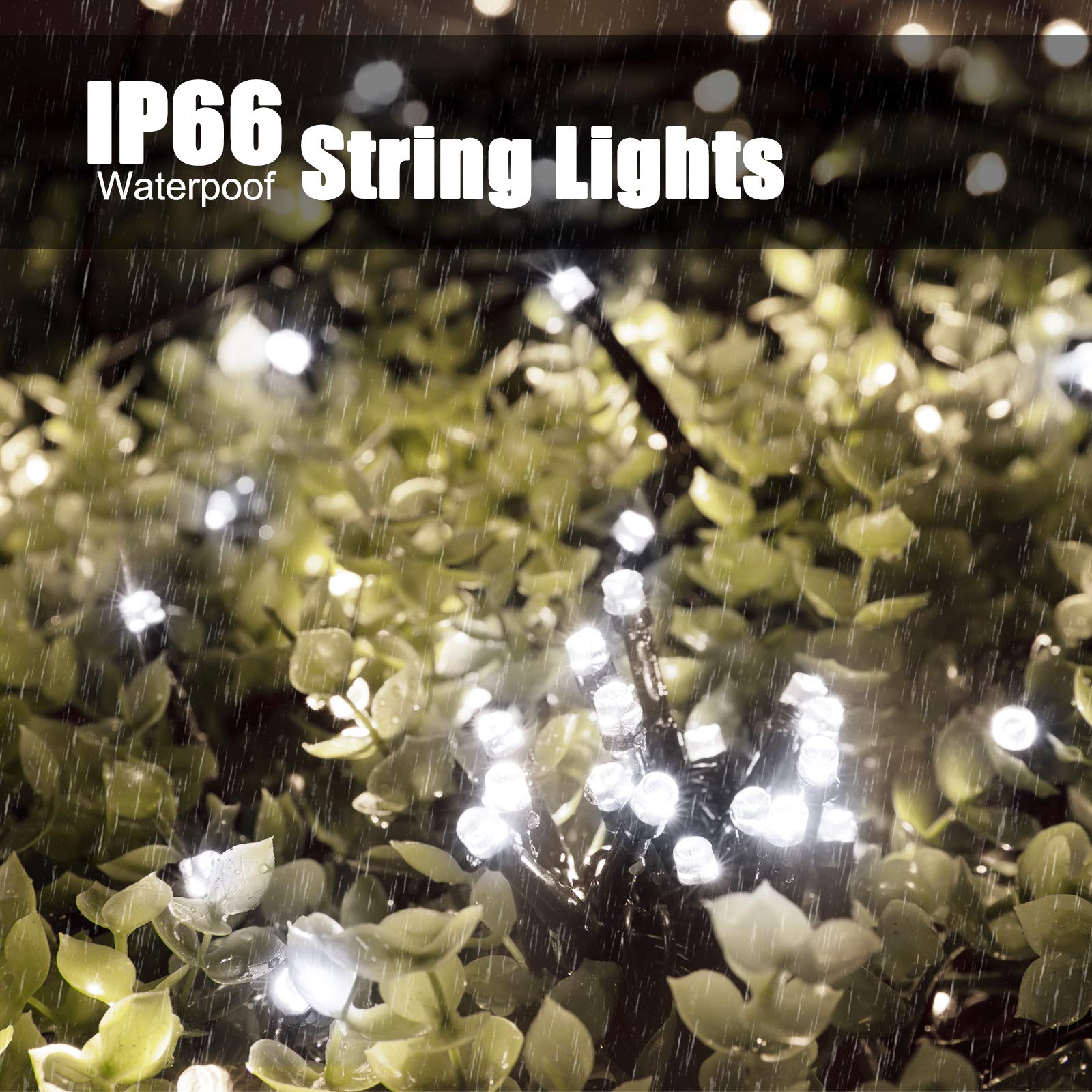 Outdoor Solar String Lights with 8 Light Modes, 72 Foot 200 LED Solar Powered Starry Fairy Waterproof Lights for Wedding Xmas Patio Lawn Party Decoration, Pure White