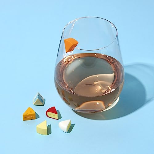 True Zoo Cheese Wine Glass Markers and Drink Glass Charms - Wine Accessories - Multi Color Wine Charm Sets of 6