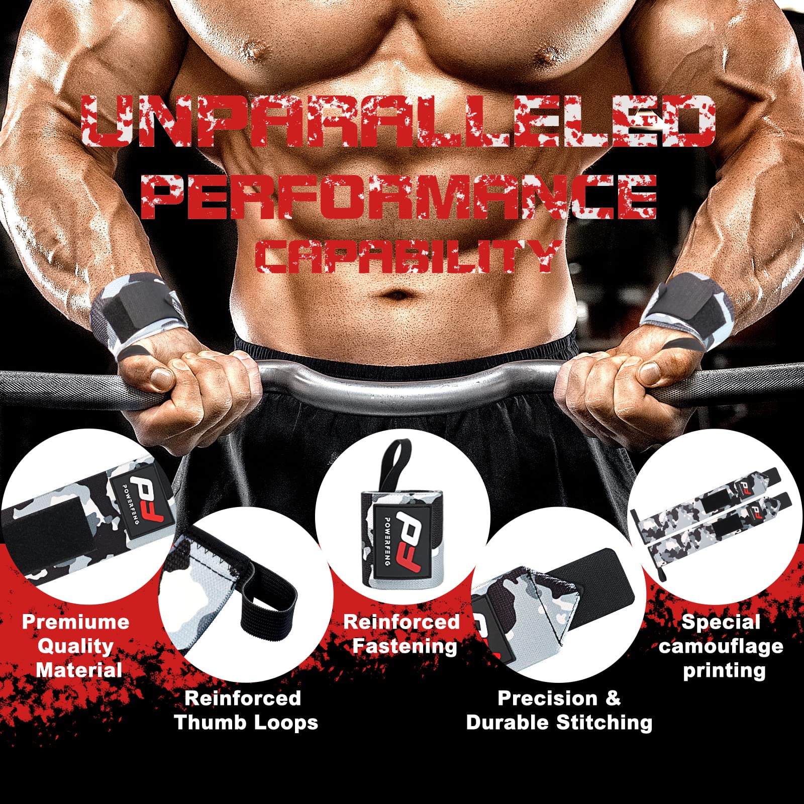 Wrist Wraps Support Weight Lifting: Weightlifting Wrist Wraps Powerlifting Strength - Gym Benching Wrist Wrap Powerlifting for Men & Women - Wristwraps for Bodybuilding