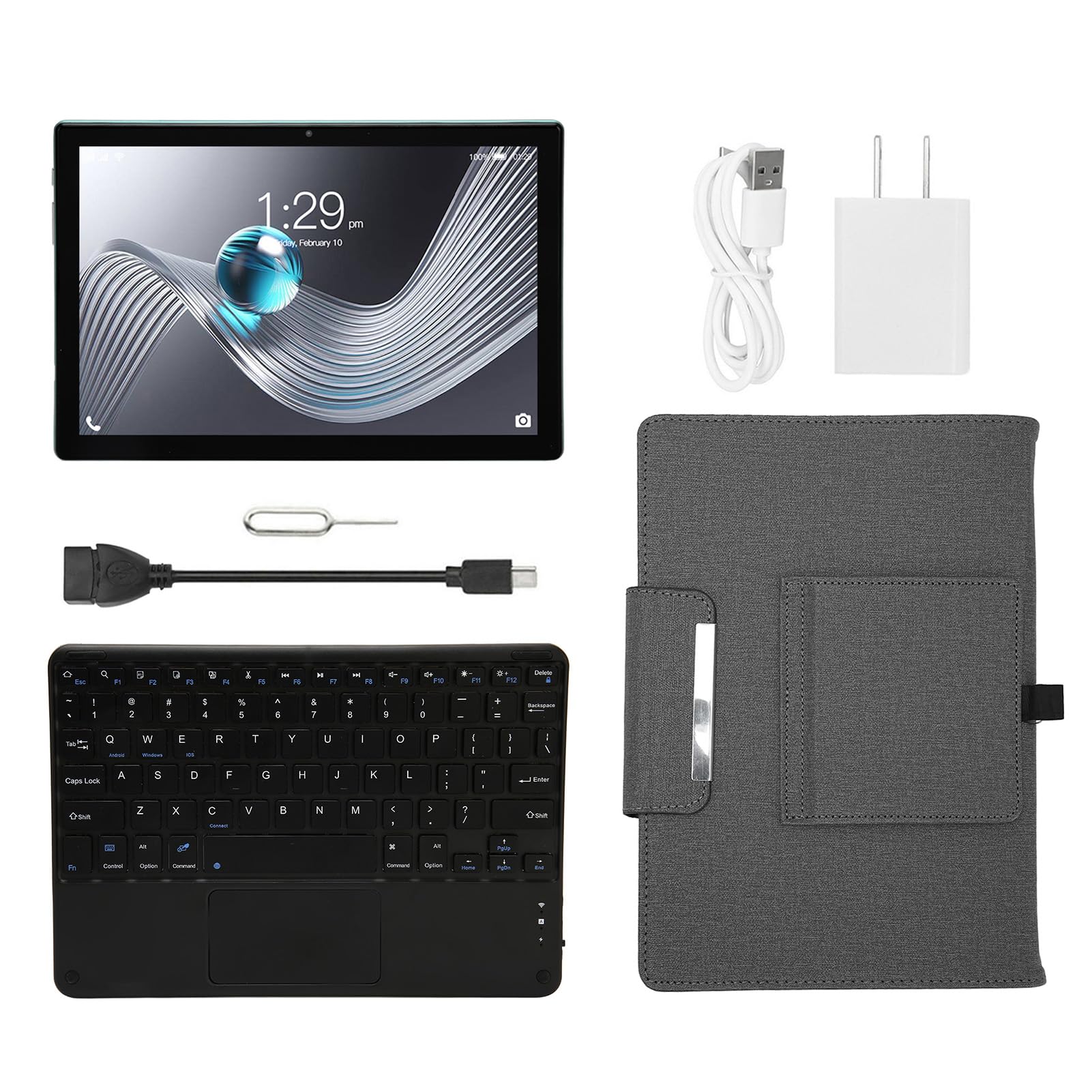 SHYEKYO Gaming Tablet, Tablet PC 2 Card Slots 8GB RAM 256GB ROM 5G WiFi 4G LTE Octa Core CPU 10.1 Inch LCD for Business (US Plug)