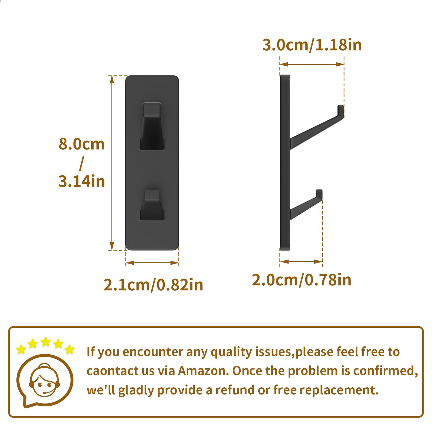 Self Adhesive Wall Hooks for Hanging: Stick-On Hooks Hold 13 LB, Black Coat Hook,Towel Hooks For Bathrooms,Shower Hooks for Wall,Door Hooks Hanging Towel, Kitchen Hook,Metal hooks for hanging,4 Pack