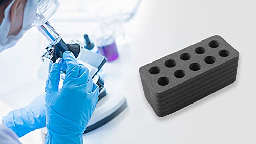 Polar Whale Test Tube Rack Durable Black Foam Storage Holder Organizer Stand Transport Holds 10 Tubes Fits up to 25mm Diameter
