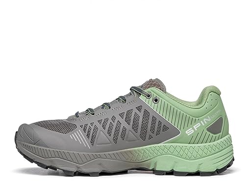 SCARPA Women's Spin Ultra Trail Shoes for Hiking and Trail Running - Shark/Mineral Green - 8 Women/7 Men