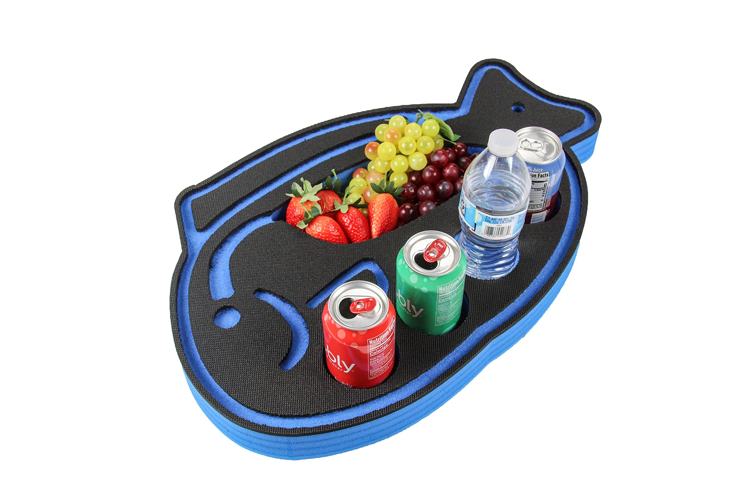 Polar Whale Floating Star Fish Drink Holder Blue and Black Refreshment Table Tray for Pool or Beach Party Float Lounge Durable Foam 6 Compartment UV Resistant with Cup Holders 2 Feet