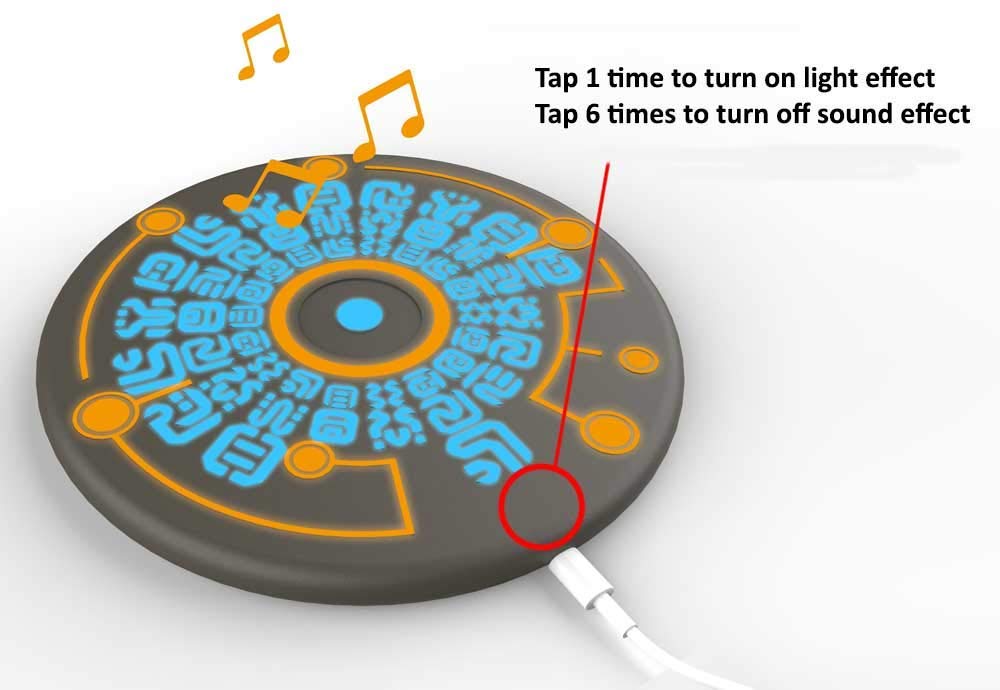 Sheikah Runes Wireless Charger Qi Phone Charging Pad LED Light Up Magic Circle Temple Elements