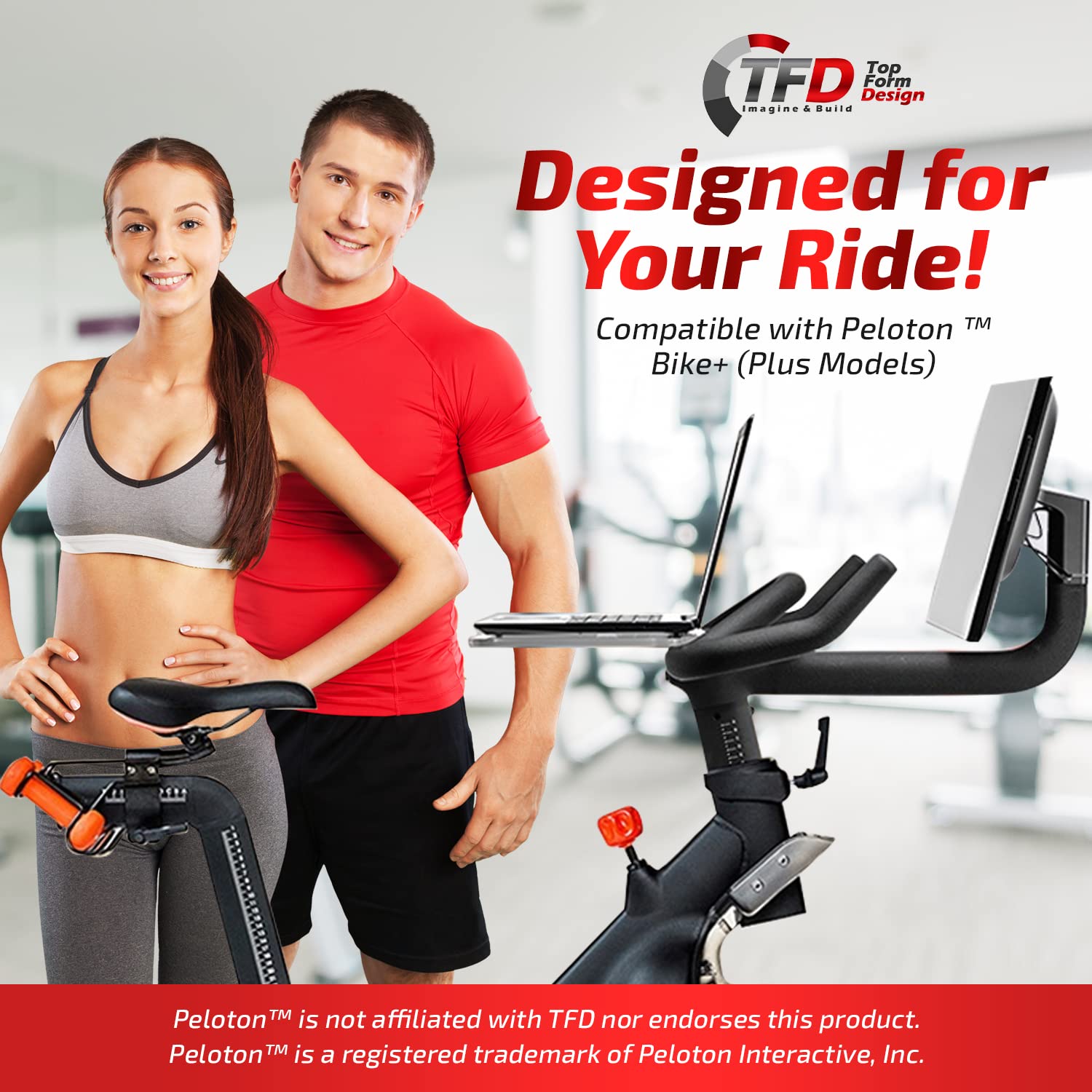 TFD The Tray+ | Compatible with Peloton Bike+ (Plus Model ONLY), Made in The USA, Laptop & Desk Tray Holder | Designed with Premium Grade Acrylic Materials - The Ultimate Peloton Accessories