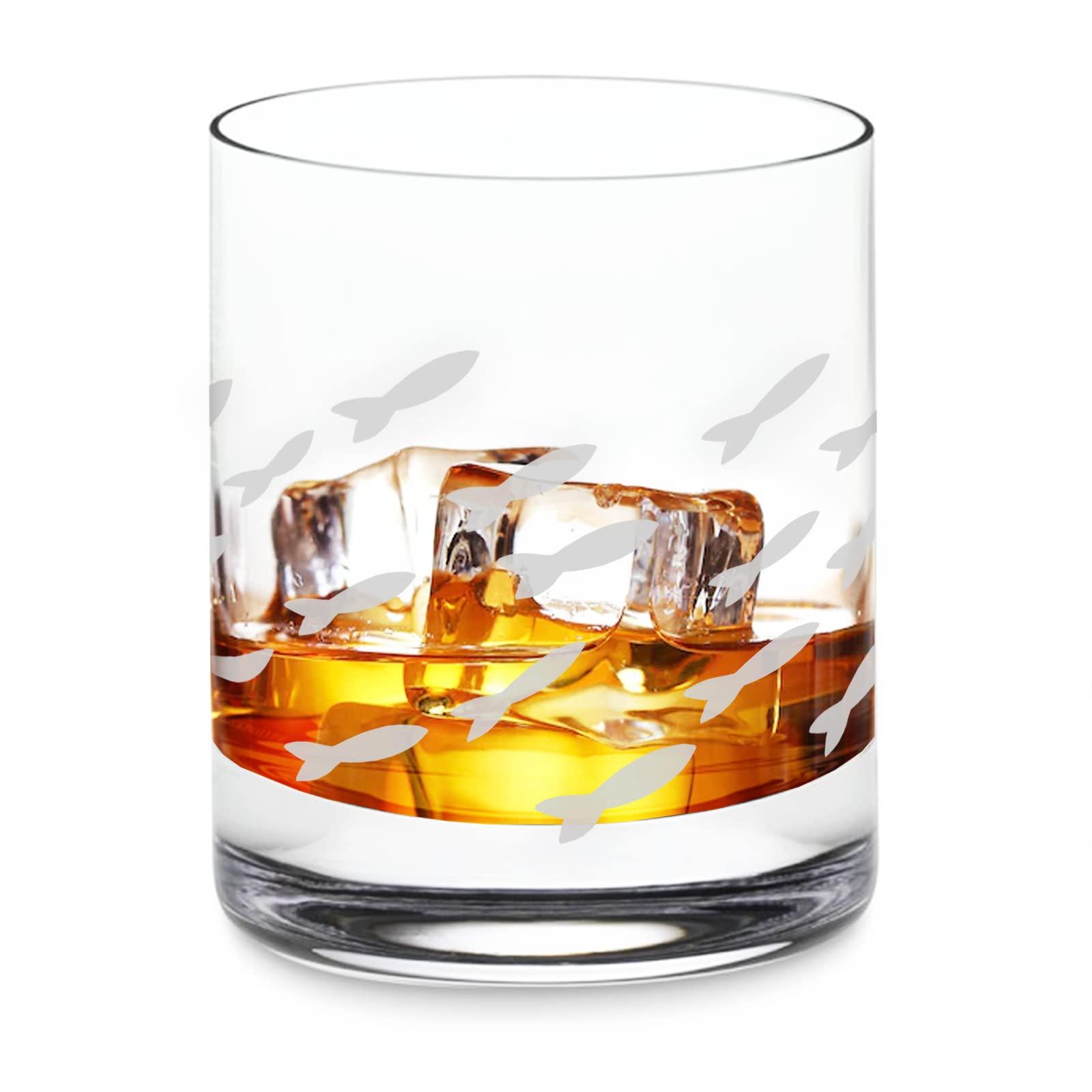 The Wine Savant Fish Old Fashion Drinking Glasses, Fish Glasses For White and Red Wine, Water or Whiskey, Each Glass Is Individually Sand Etched - Fish Wine Glasses