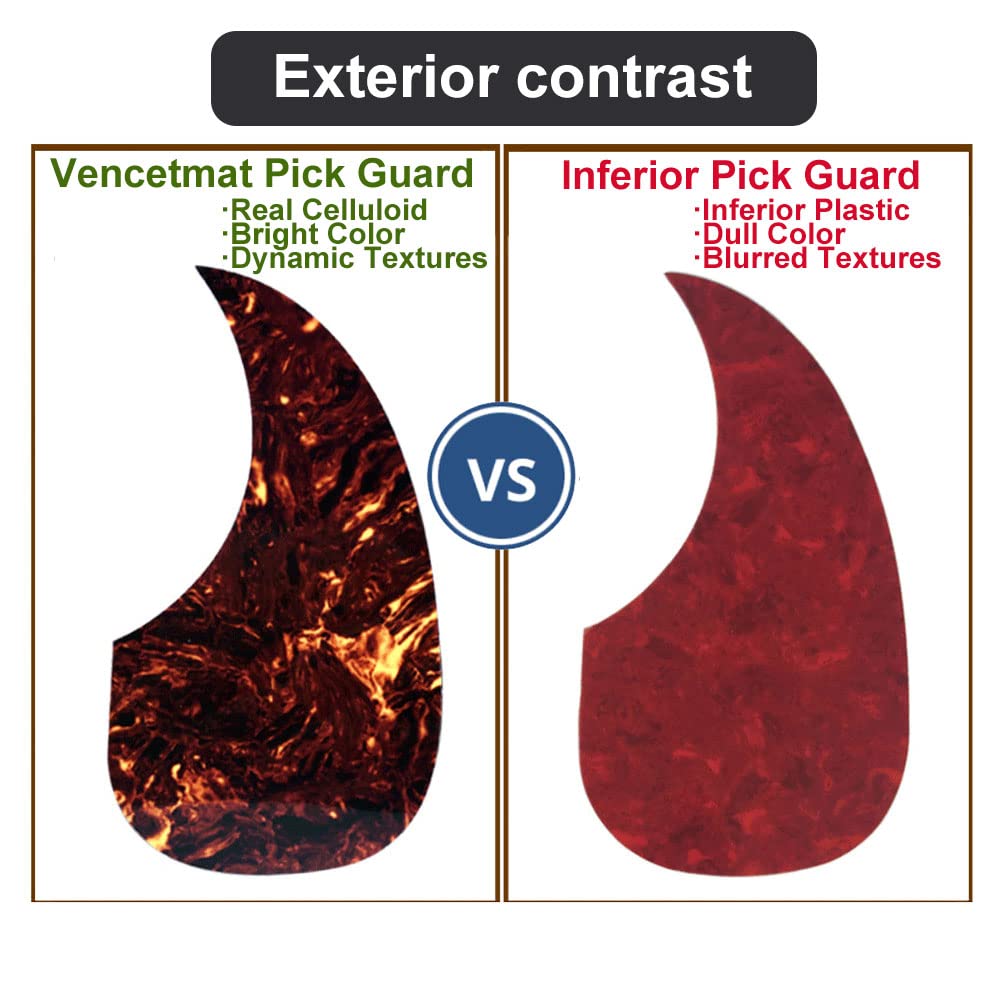 Vencetmat Acoustic Guitar Pickguard fit for Martin 000,OM18,28 Models, Travel Guitars, Right Handed, Tortoise - Flame Brown