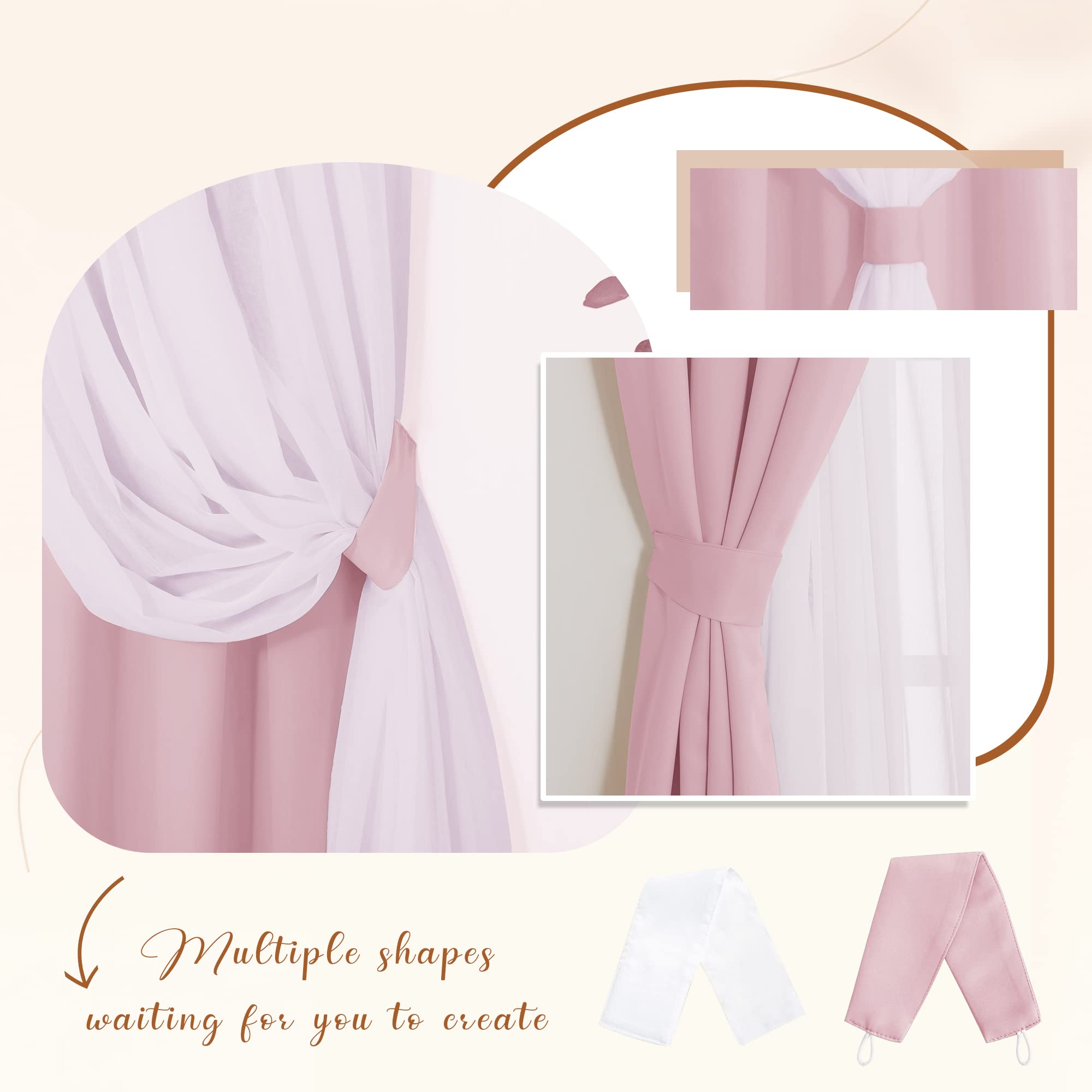 PONY DANCE Nursery Curtains Pink - Curtains for Bedroom Decor Aesthetic Cute Double Layer with Sheer Overlay Windows Covering, 52 x 84 inches, Light Pink, 2 Panels