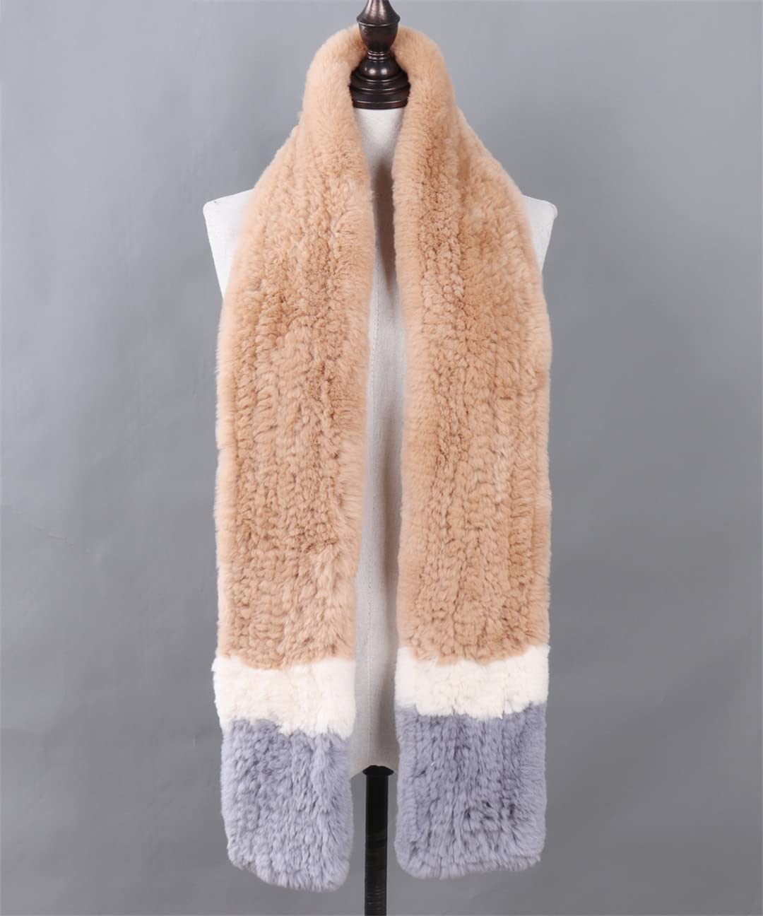 Women Winter Long Fur Scarves Thick Warm Soft Mufflers Ladies Patchwork Lightweight Outdoor Fur Scarf