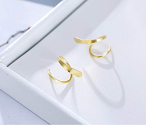 Reffeer 925 Sterling Silver Minimalist Crawler Earrings Wrap Cuff Earrings For Women Teen (Yellow)
