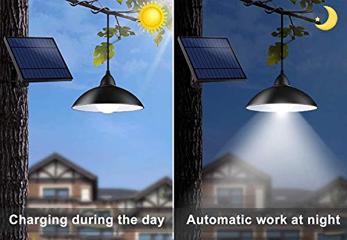 Solar Powered Pendant Lights, Awanber 12 LED (Equivalent to 50W Incandescent Brightness) Waterproof Remote Control Indoor Outdoor Hanging Lamp for Garden, Garage, Pathway, Yard, Patio, Lawn, Balcony