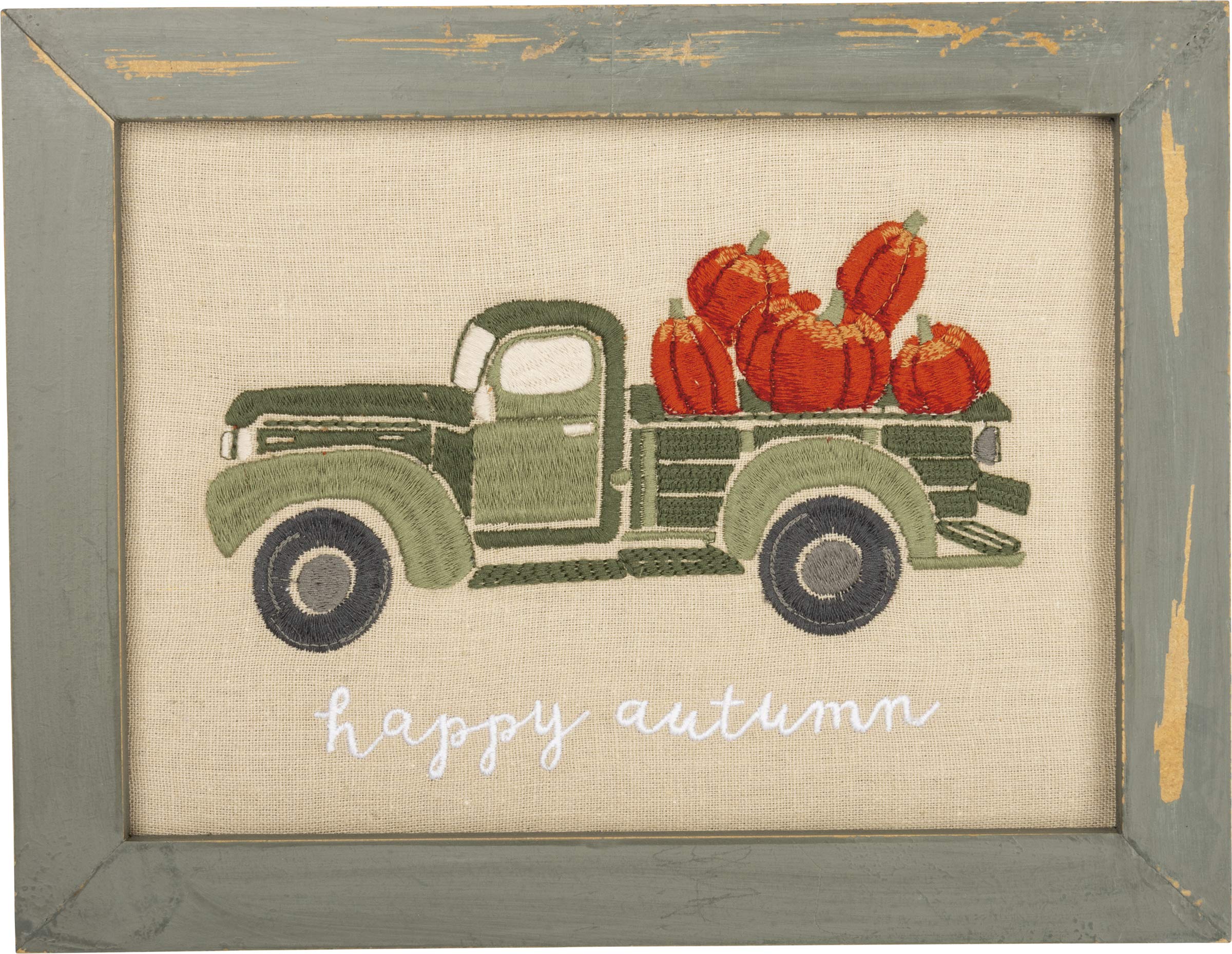 Primitives by Kathy Stitchery Framed Canvas Wall Décor, 11 x 8.5-Incb, Happy Autumn