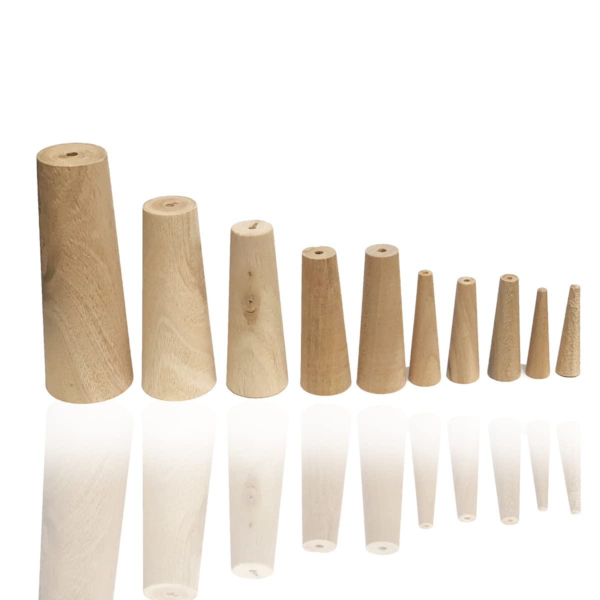 XHC1 Tapered Conical Thru-Hull Soft Wood Plugs Kits, 1/5 Inch to 1 3/5 Inch, 7 Different Sizes, Set of 10 Pcs