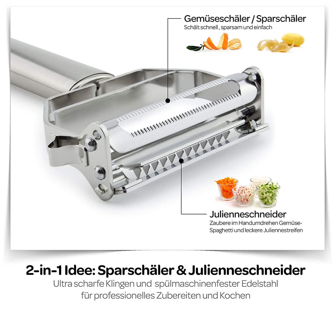 Vegetable Peeler,SZYIKUER Stainless Steel 2 in 1 Julienne Vegetable Peeler Perfect for Carrot Potato Melon Gadget Vegetable Fruit