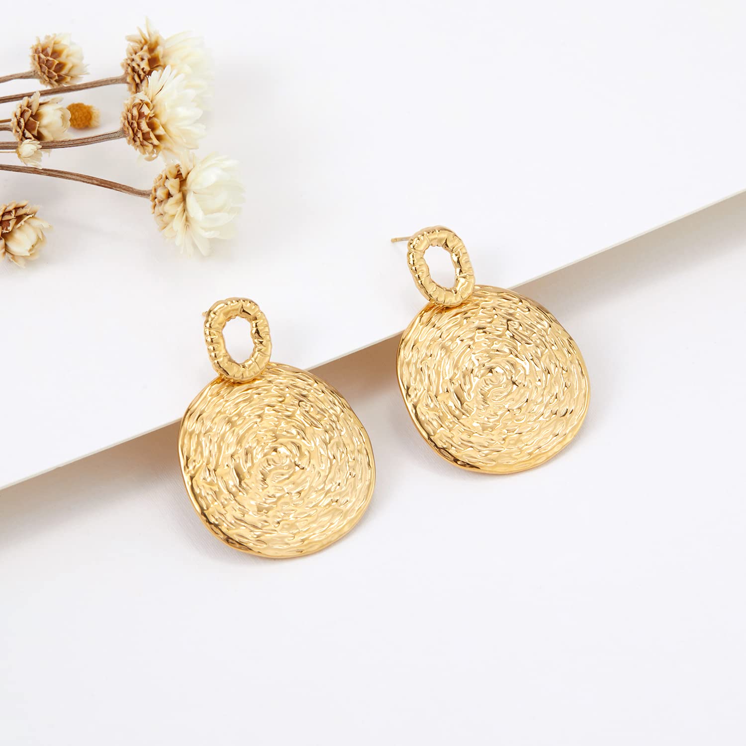 Women's 14K Gold Filled Statement Bohemian Dangle Drop Earrings Boho Hoop Earrings Hypoallergenic Jewelry Gift