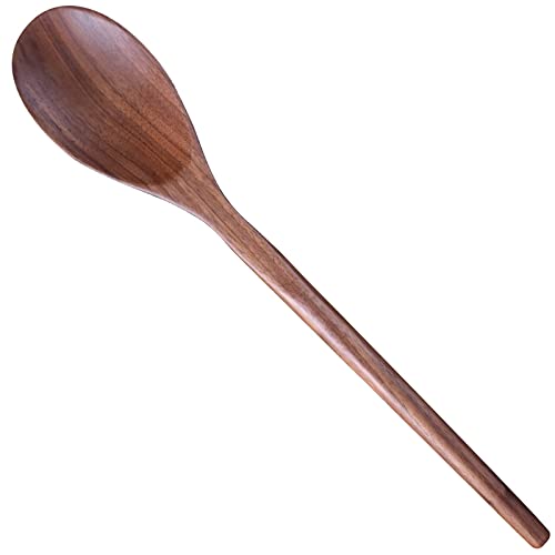 Wooden Spoon for Cooking, 14 Inch Walnut Wood Mixing Spoon for Soup Stirring, Nonstick Kitchen Serving Spoons Scooper Utensil with Long Comfortable Handle Smooth Finish Tableware