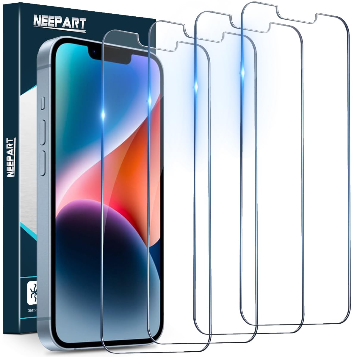 NEEPART 4 Pack Tempered Glass Screen Protector for iPhone 14 Plus/iPhone 13 Pro Max [6.7 Inch], Sensor Protection, 9H Tempered Glass Film, Anti-Scratch, Case Friendly, Easy Installation, Bubble Free,