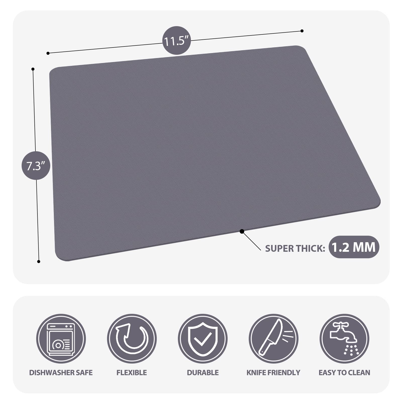 Plastic Cutting Boards for Kitchen, WK Small Flexible Cutting Board Set of 5, Non Slip Cutting Mats for Meat, BPA Free, Dishwasher Safe, Mini Size