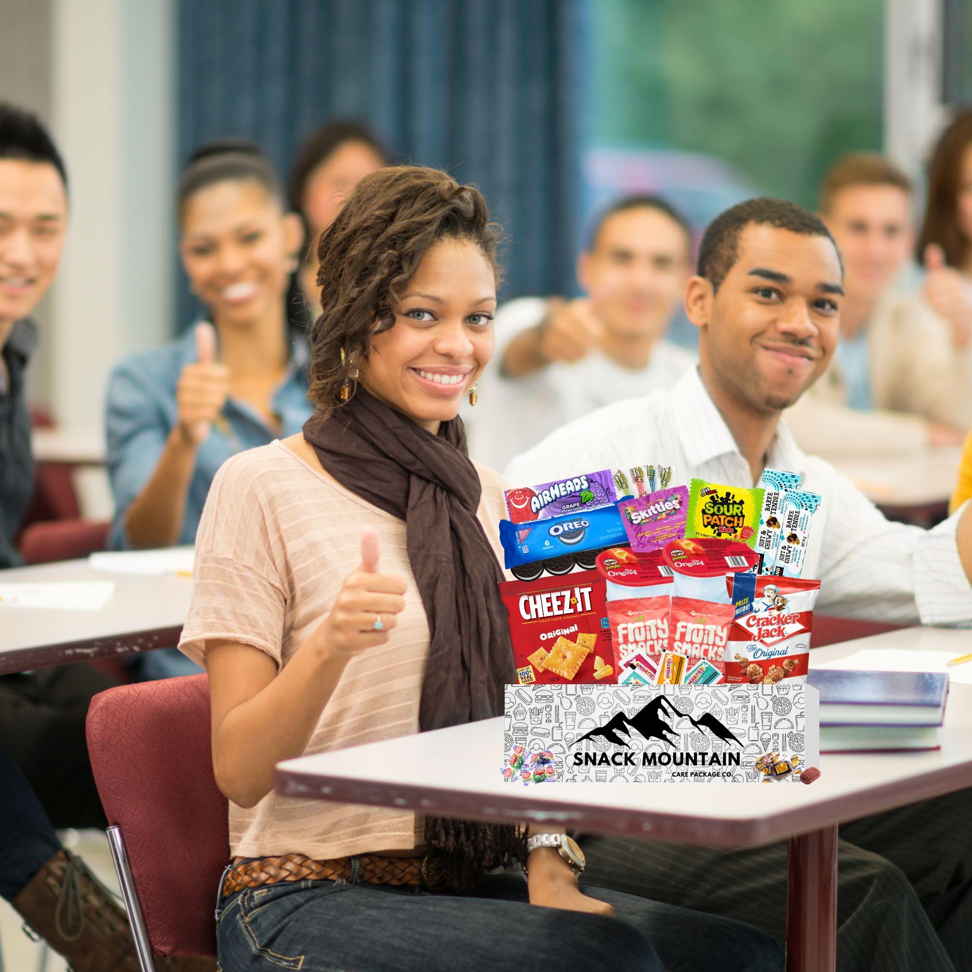 Snack Mountain Care Package 25 Count, Candy & Food Box for Teens & Adults, Birthday Snack Box, College Snacks for Final Exams, Chips, Popcorn, Variety Pack, College Students, Holiday Gift Snack Basket