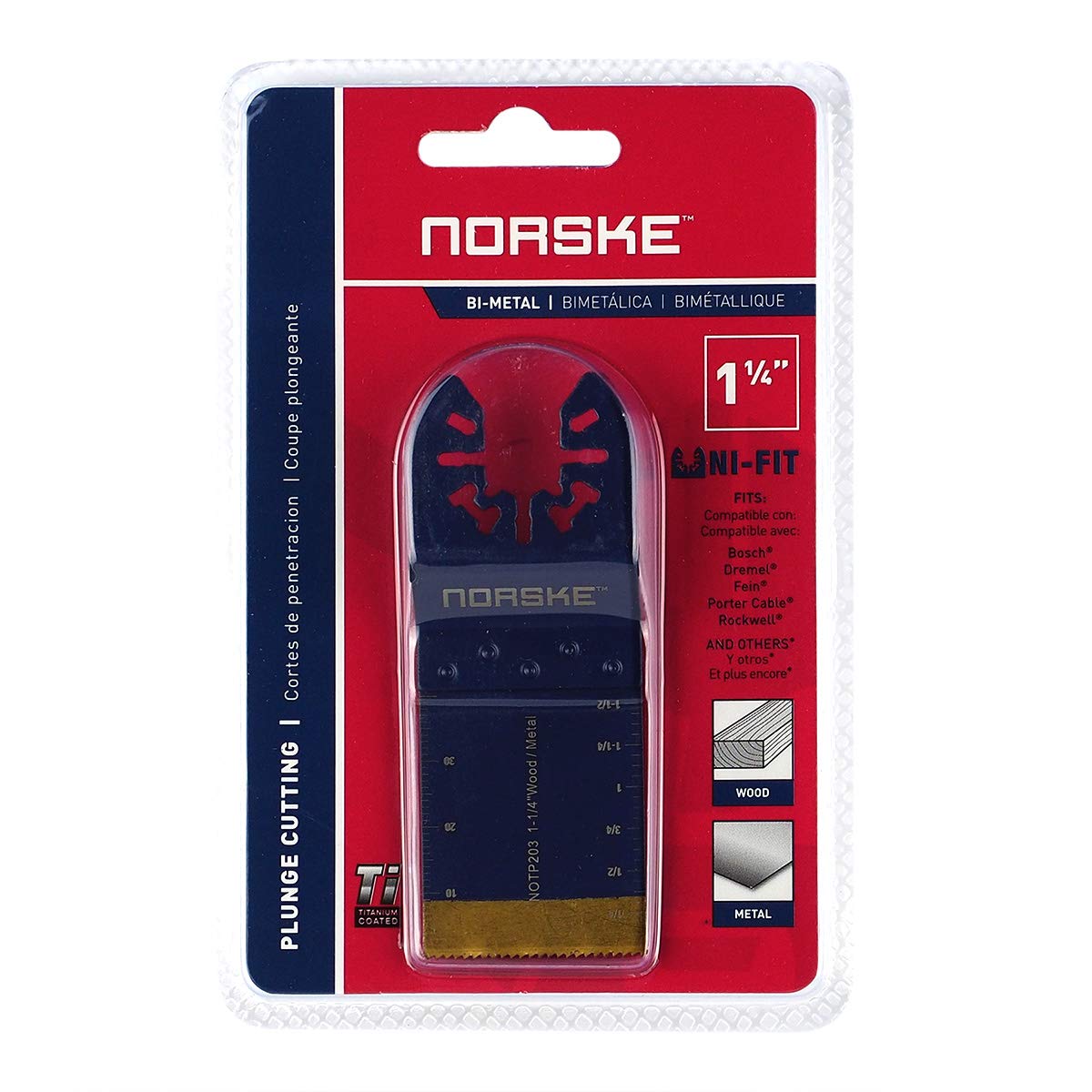 Norske Tools NOTP214 1-1/4 inch Power Curve Bi-metal Oscillating Multi Tool Accessory Blade Universal Fit for Soft non-ferrous Metal