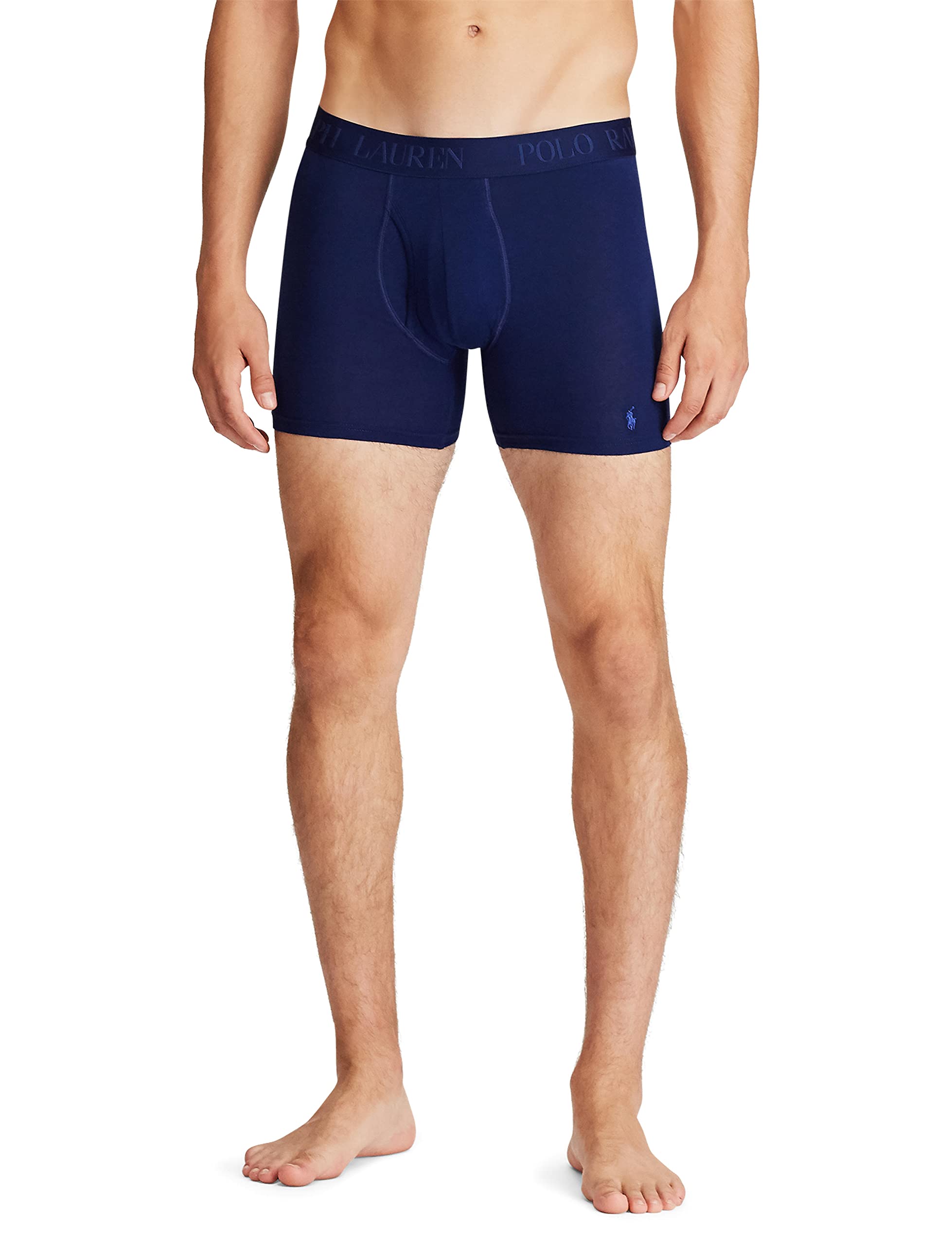 POLO RALPH LAUREN Men's 4D Flex Cooling Cotton Modal Trunks & Boxer Briefs 3-Pack, Bermuda Blue/Active Orange, Rugby Royal/Active Orange, Deep Atlantic/Active Orange, Medium