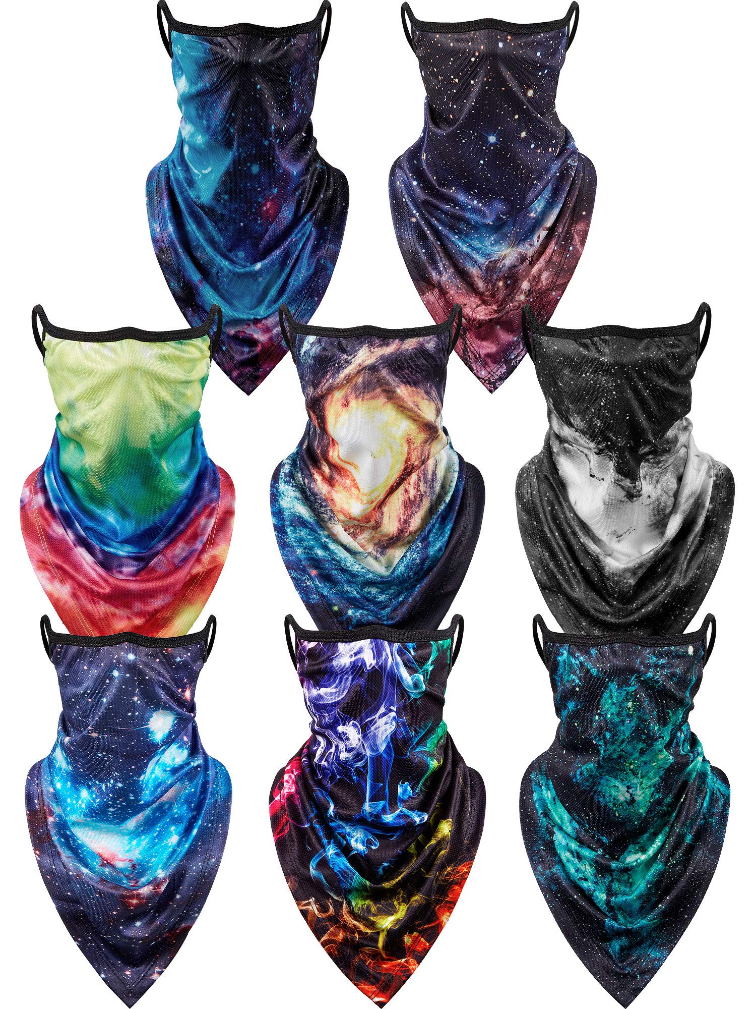 SATINIOR 8 Pieces Face Cover Scarf Bandana Ear Loops Balaclava Unisex Cooling Neck Gaiters Scarf Shield, 8 Styles ()