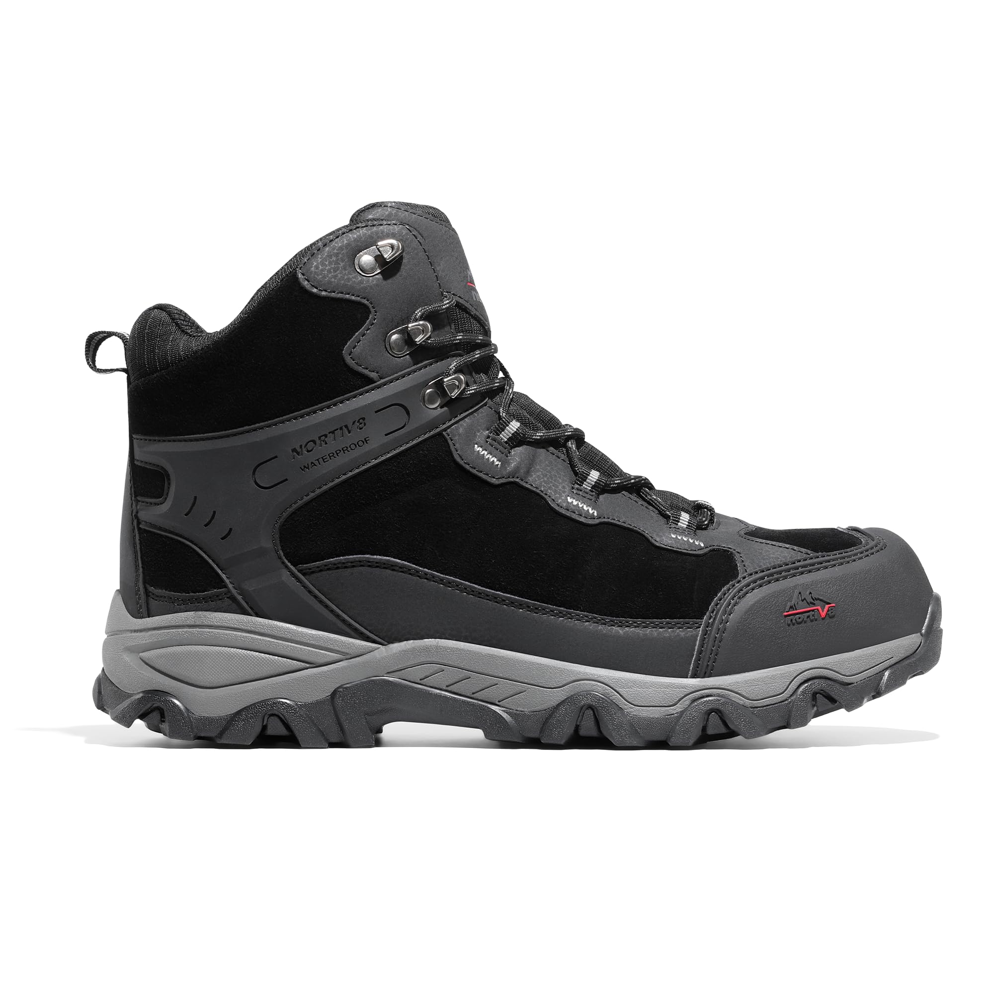NORTIV 8 Men's Hiking Boots Waterproof Trekking Outdoor Mid Backpacking Mountaineering Shoes Size 12 M US BLACK JS19004M