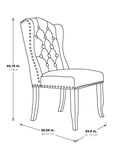 OSP Home Furnishings Jessica Button Tufted Wingback Upholstered Dining Chair with Wood Legs, Linen Fabric