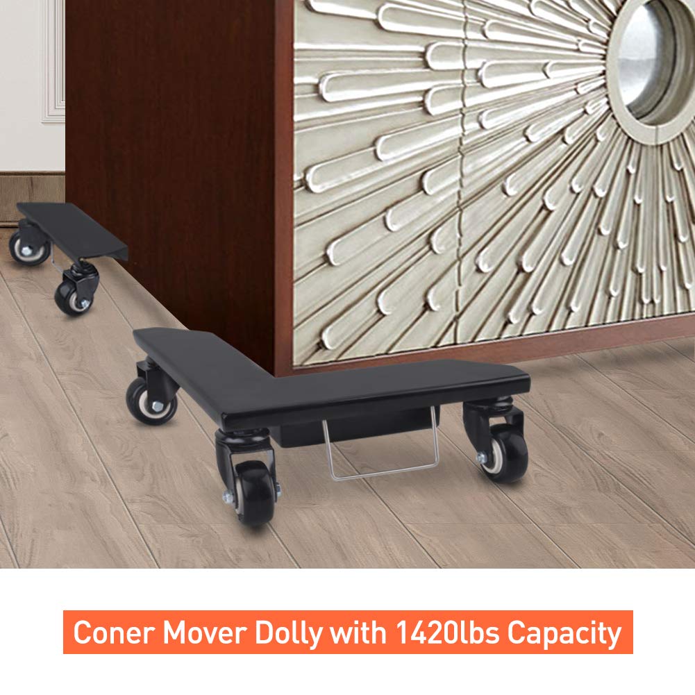 SOLEJAZZ Furniture Dolly Cabinet Corner Mover Dollies 1420 lb. Load Capacity (Set of 4)