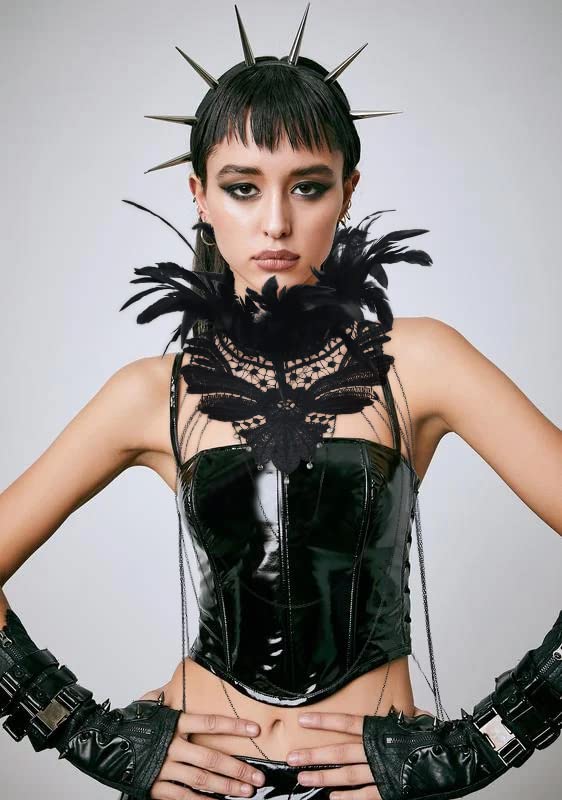 Women's Feather Necklace Flower Lace Bikini Body Chain Vintage Crystal Necklace