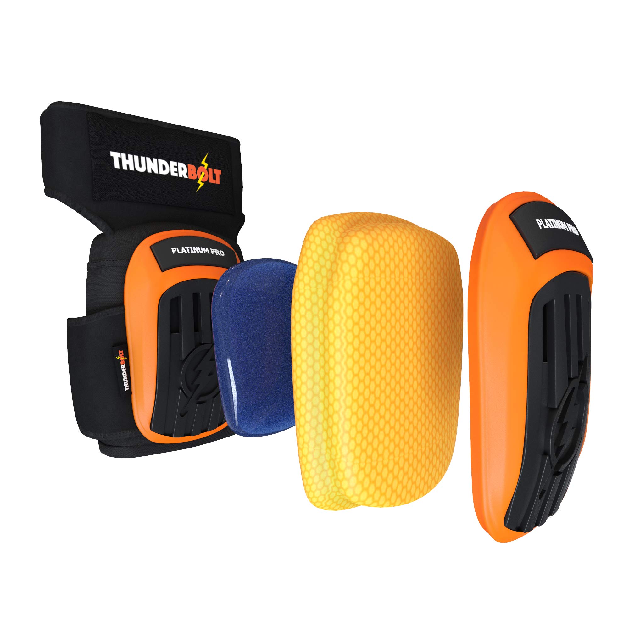 Thunderbolt Knee Pads for Men Construction Knee Pads for Work Knee Pads for Men and Women Gel Knee Pads Gardening Flooring Roofing Heavy Duty Gel Knee Pads Thick Foam Strong Adjustable Non-Slip Straps