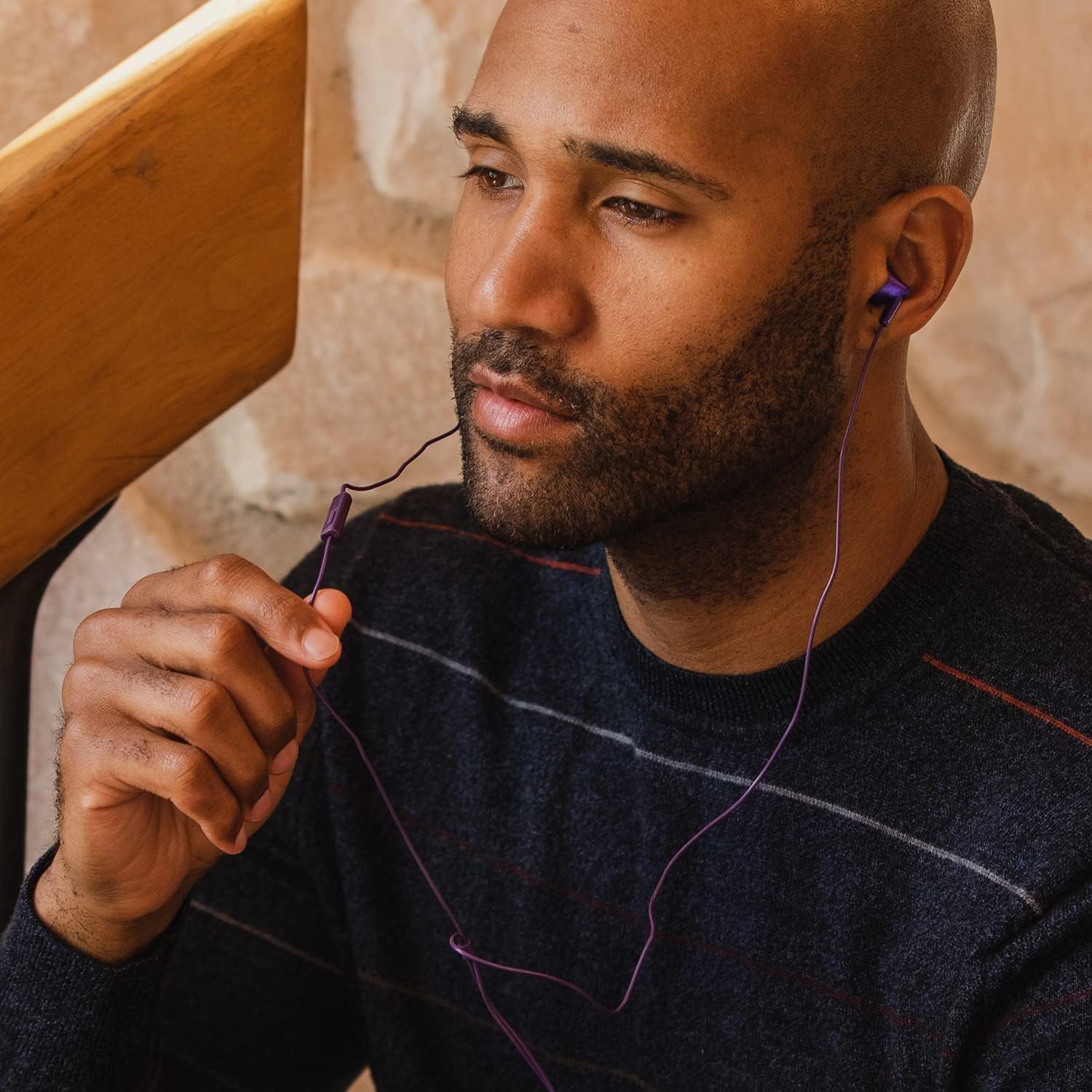 Panasonic ErgoFit Wired Earbuds, In-Ear Headphones with Microphone and Call Controller, Ergonomic Custom-Fit Earpieces (S/M/L), 3.5mm Jack for Phones and Laptops - RP-TCM125-VA (Metallic Purple)