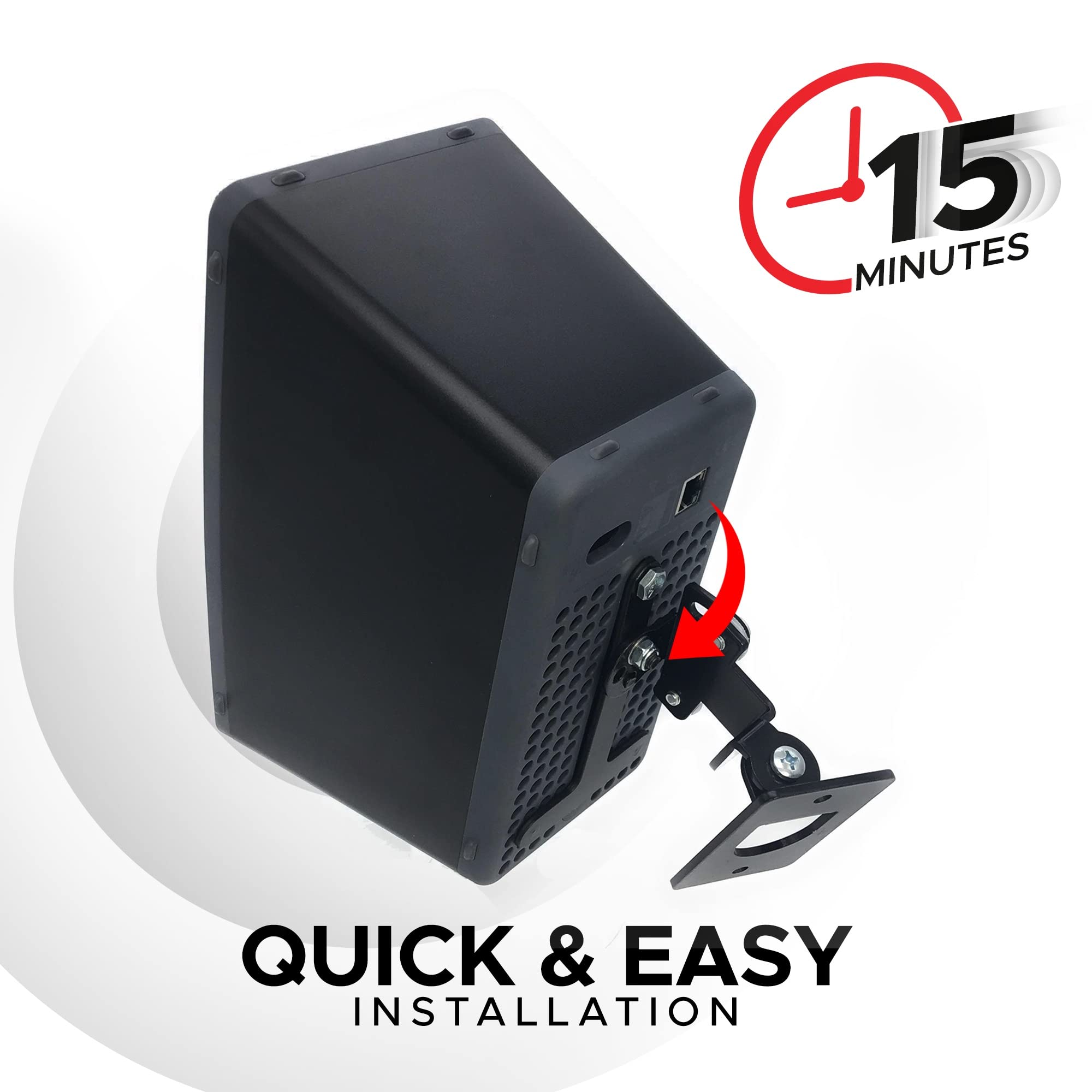 Play 3 Wall Mount Black Pair, Compatible with Sonos Play:3 Only, Twin Pack, Adjustable Swivel & Tilt Mechanism, 2 Mounting Brackets includes All Fixings