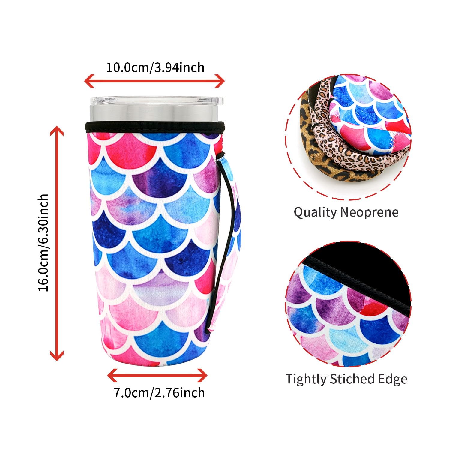 Neoprene Insulated Sleeves Cup Cover Holder Compatible with 20oz Tumbler Cup, 20oz YETI Rambler, SUNWILL, RTIC, Trenta, Most iced coffee cups (Flower meadow)
