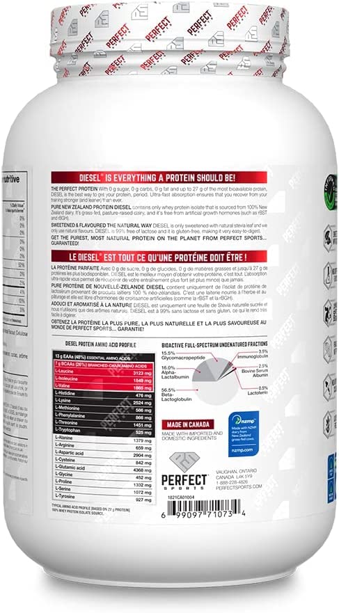 Perfect Sports Diesel 100% New Zealand Whey Isolate, Grass-Fed & Pasture Raised , 27 Grams Protein, Stevia Sweetened, 30 Servings Per Container, 2LBS (Strawberry)