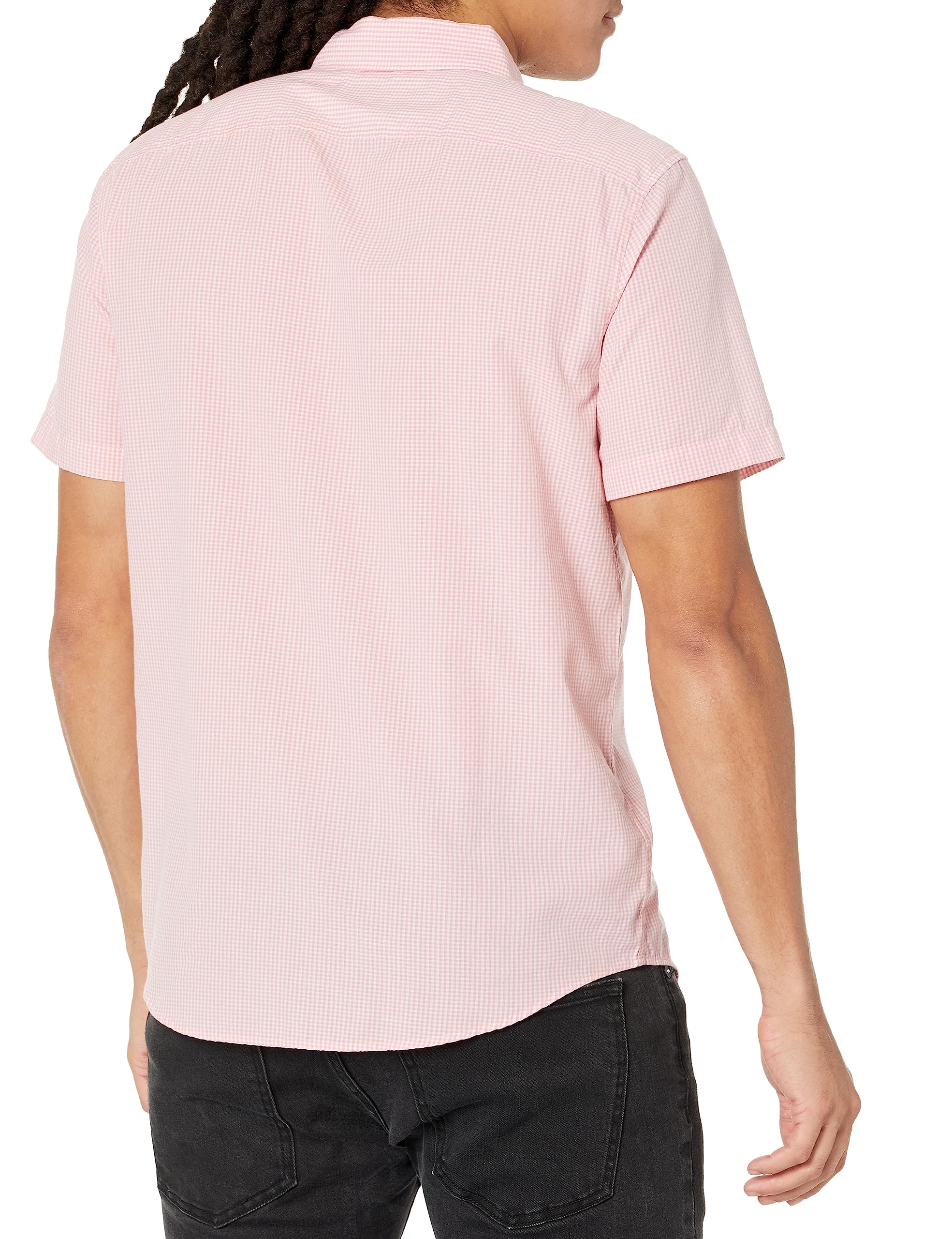 Original Penguin Men's WVN Short Sleeve Seersucker Shirt, Foxglove, X Large