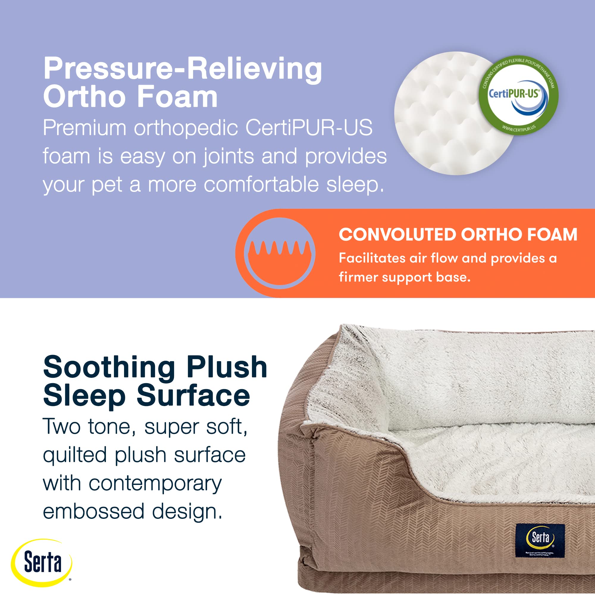 Serta Orthopedic Cuddler Dog Bed for Pets – Chocolate Brown (Large)