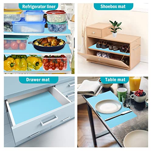 Wkae 6 rolls EVA Refrigerator Mats ,Washable Fridge Shelf Liners ,Non-Slip Can be Cut Drawers Table Kitchen Cupboard PlasticTable Placemats Non-Adhesive,59inch×17inch