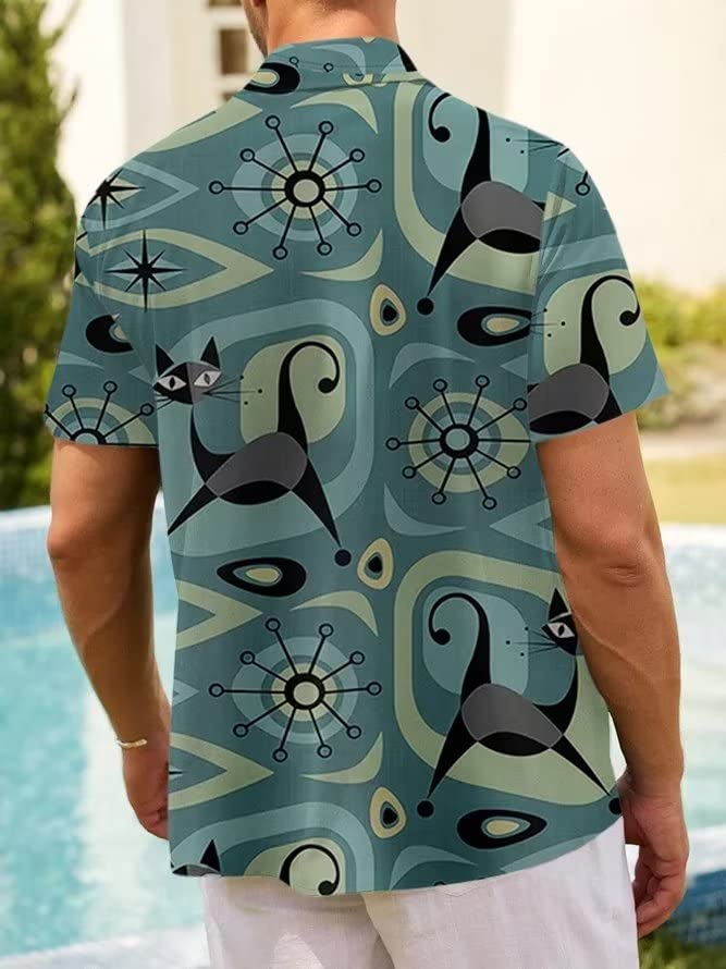 WHO IN SHOP Men's Graphic Shirts Short Sleeve Button Up Hawaiian Graffiti Shirts