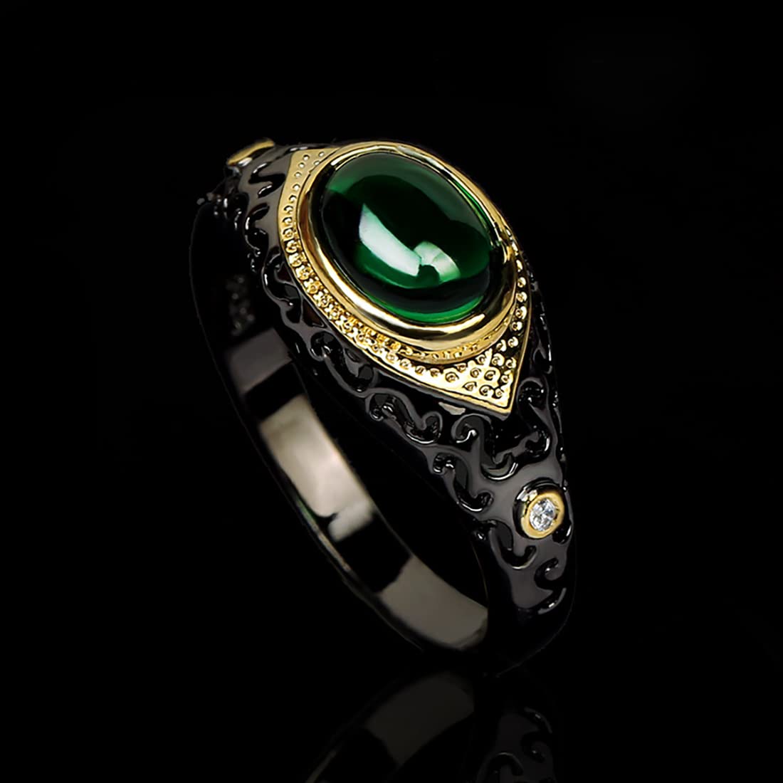Women's Rings Egg Shape Chrysoprase Rings Natural Emerald Rings Gemstone Rings for Men Women Boys Girls (10)