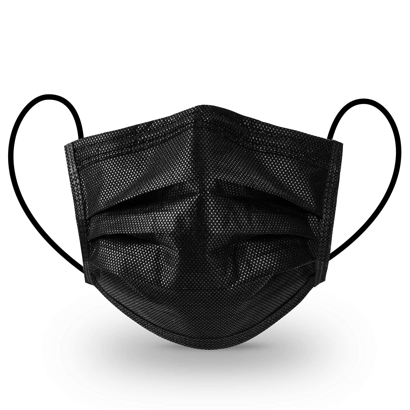 PLAY X STORE 50 Pcs Black Face Masks Breathable Dust Mask Stretchable Elastic Ear Loops - Black Face Mask