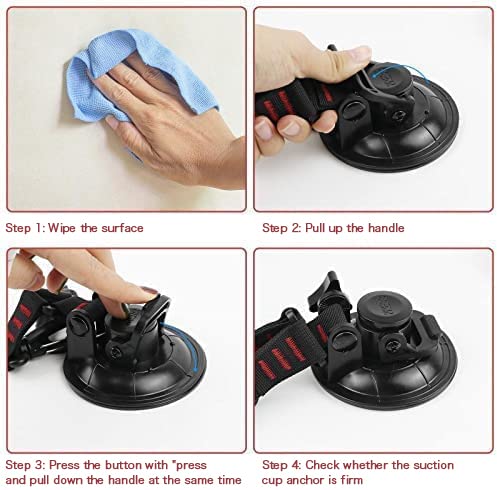 Vashly Heavy Duty Suction Cup Anchor 2pcs Strong Double Hooks Suction Cup with Hook Tie Down