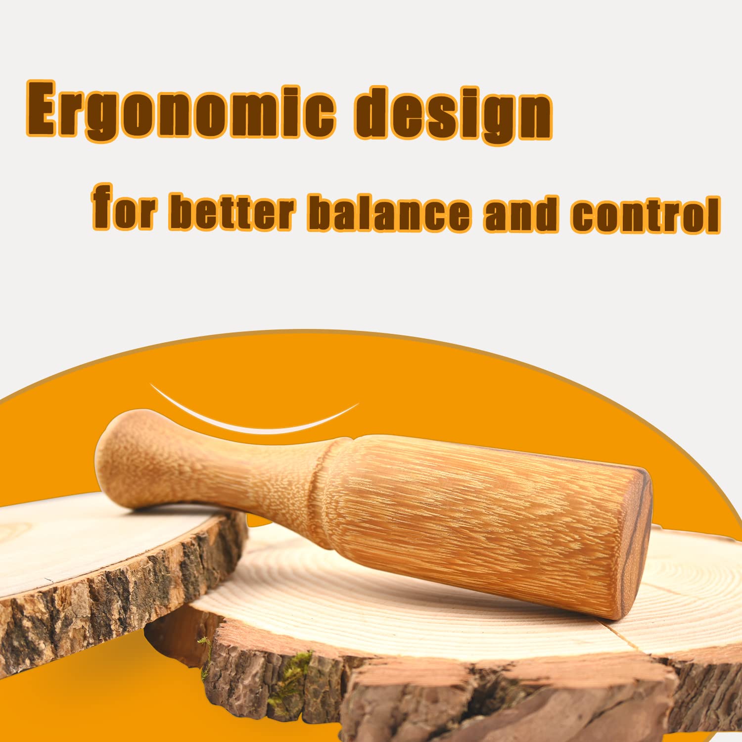 Wood Carving Mallet - 10oz Wooden Mallet - Ergonomic, Comfortable Handle Reduces Hand Fatigue - Marblewood Head Absorbs and Distributes Impact Force to Protect Your Tools
