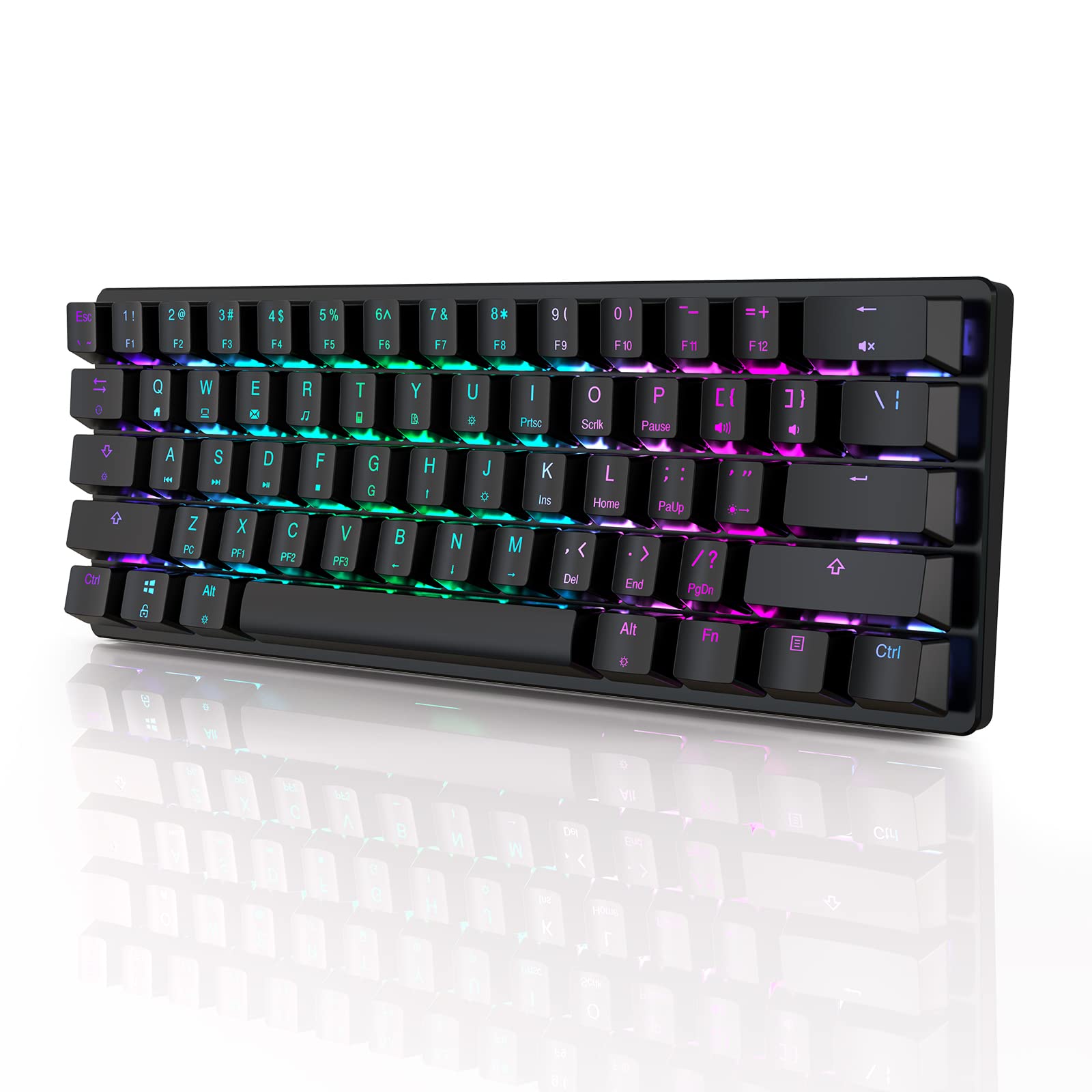 STOGA 60% Gaming Keyboard, RGB Mechanical Keyboard, Small 61-Key Wired Brown Switch Mini Keyboard, Black Computer Keyboard for Gaming/Office/PC/Mac