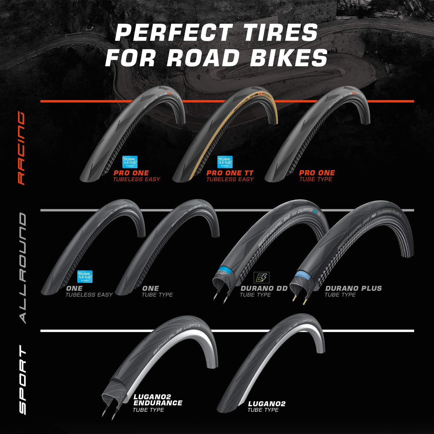 Schwalbe Pro One Tire - Clincher, Folding Tube Type Road Bike Tire, Black/Tan sidewall, Single Tire, 700c x 25